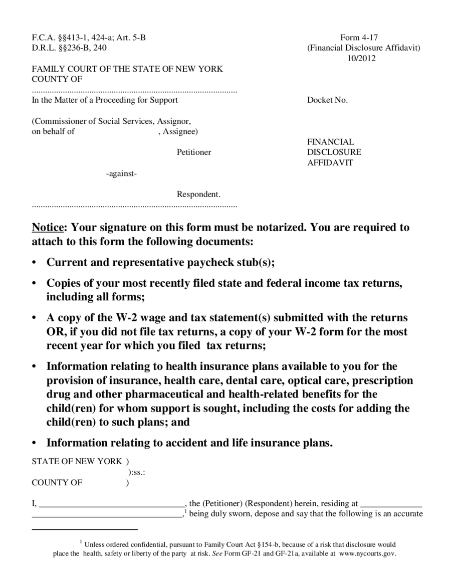 Form 4 Financial Affidavit 2024 - PrintableAffidavitForm.com