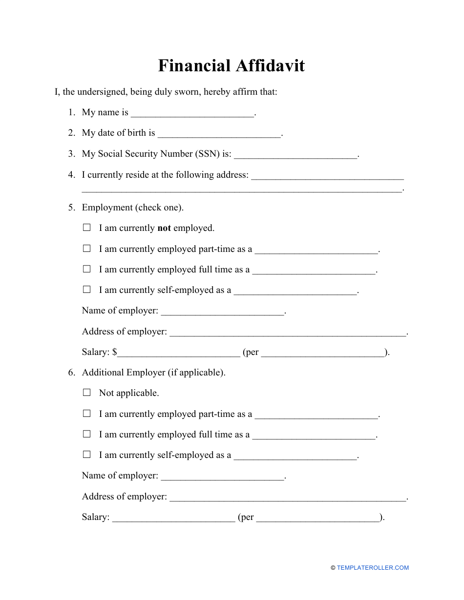 Financial Affidavit Pdf Form 2024 - PrintableAffidavitForm.com