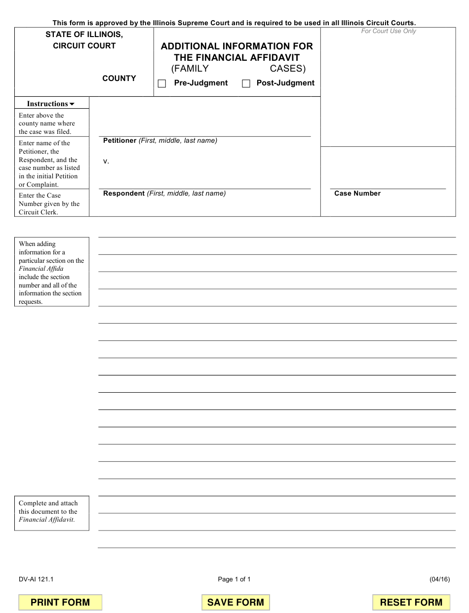 Illinois Financial Affidavit Form 2024 - PrintableAffidavitForm.com