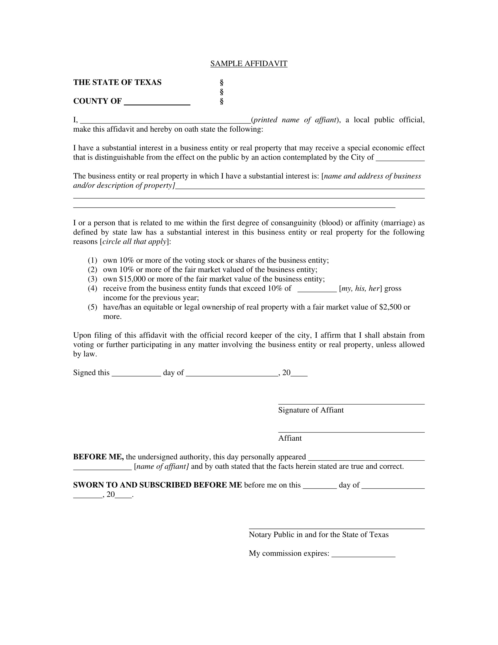 Free Simple Affidavit Form 2024 - PrintableAffidavitForm.com