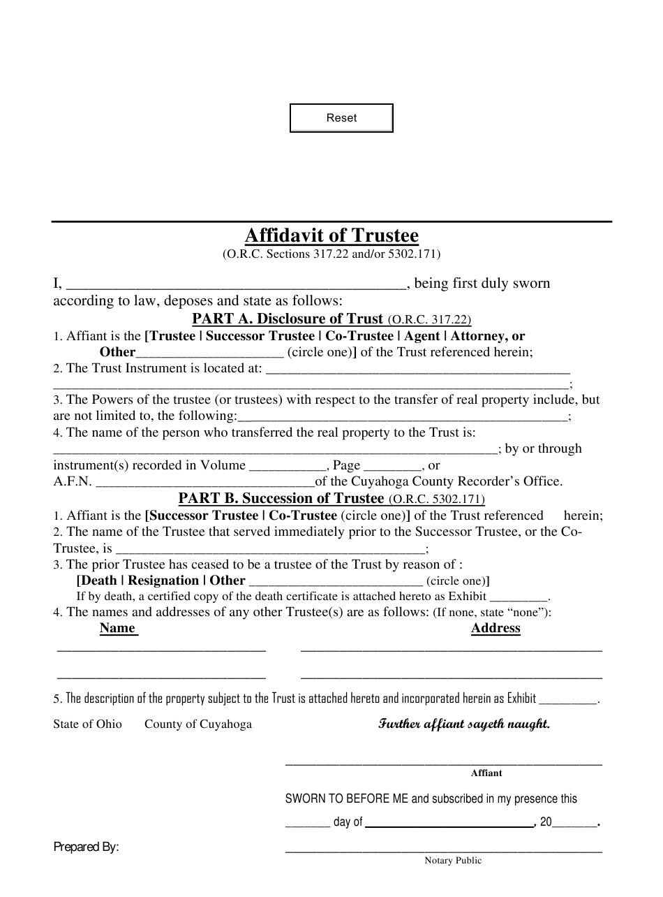 Affidavit Of Successor Trustee Form Maricopa County 2024 ...