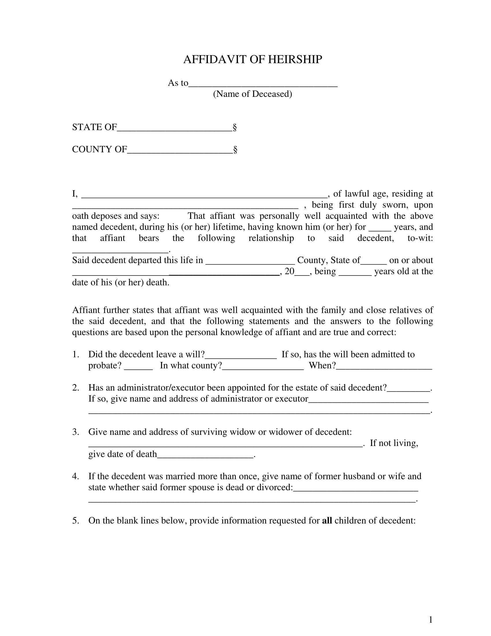 Sample Affidavit Free Form 2024 - PrintableAffidavitForm.com