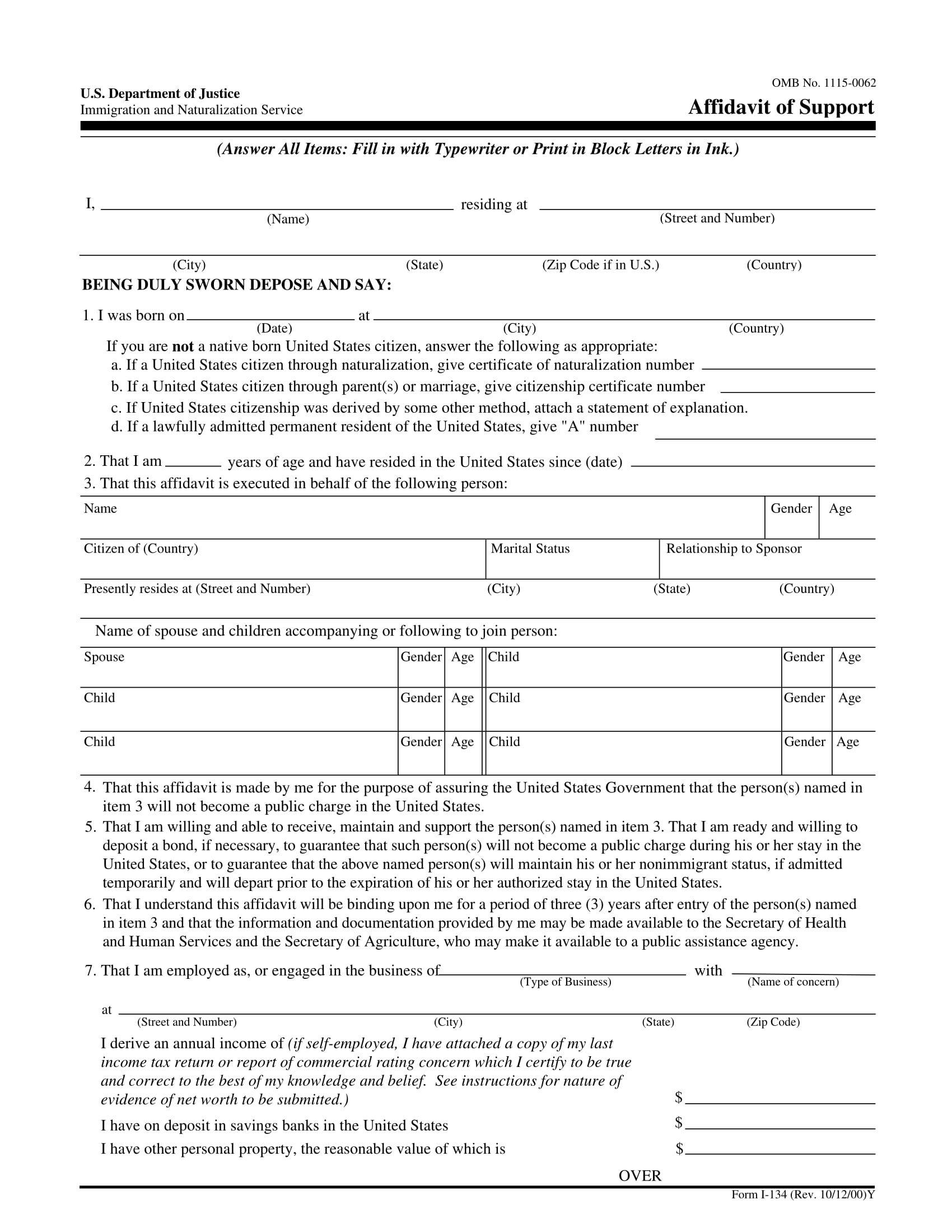 Nvc State Gov Affidavit Of Support Form 2022 PrintableAffidavitForm