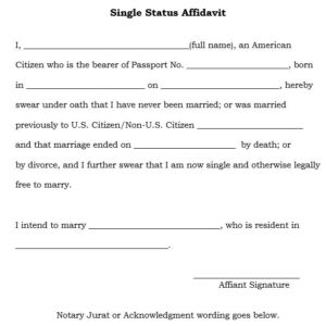 County Clerk Single Status Affidavit Form 2025 - PrintableAffidavitForm.com